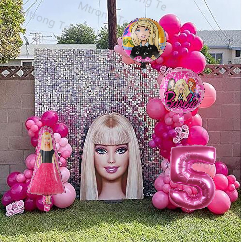 Discount 126 Pieces/Set Barbie Themed Latex Balloons Pink Number ...