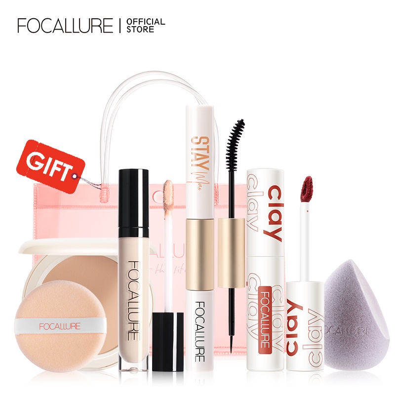 FOCALLURE Makeup Kit Complete Set Liptint Matte Mascara Black Eyeliner ...