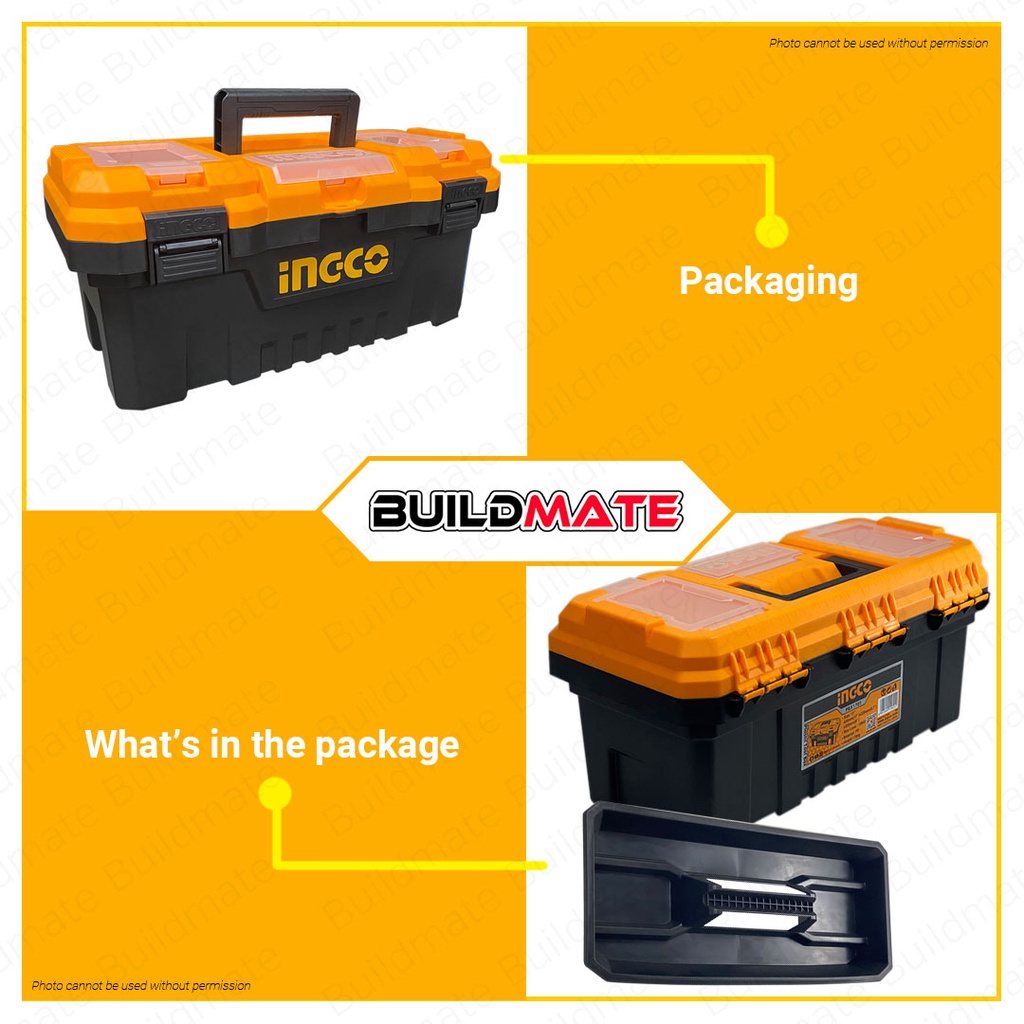 BUILDMATE Ingco 17" Inch Tool Box Plastic Organizer Storage Box with ...
