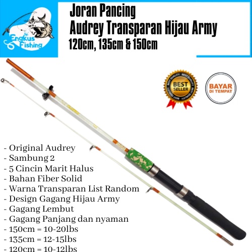 HIJAU Audrey Transparent Fishing Rod 120cm-150cm (Army Green Fishing ...