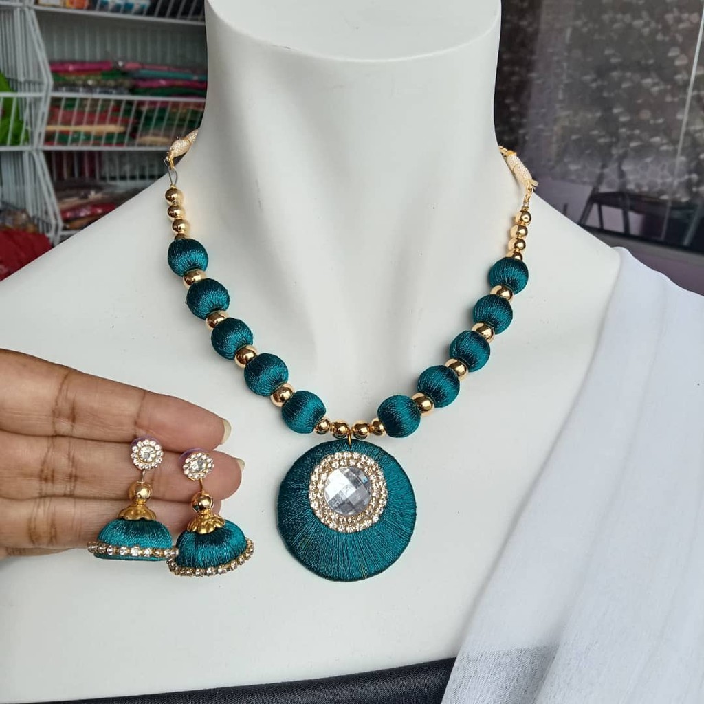 Necklace Set / Silk Thread Necklace Sets / Indian Silk Necklace Set ...