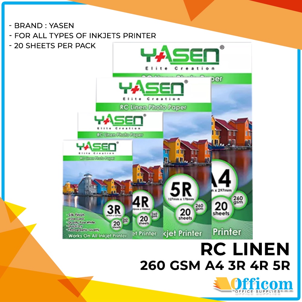 Yasen RC Linen Photo Paper 3R, 4R, 5R, A4 - 260gsm 20sheets/pack ...