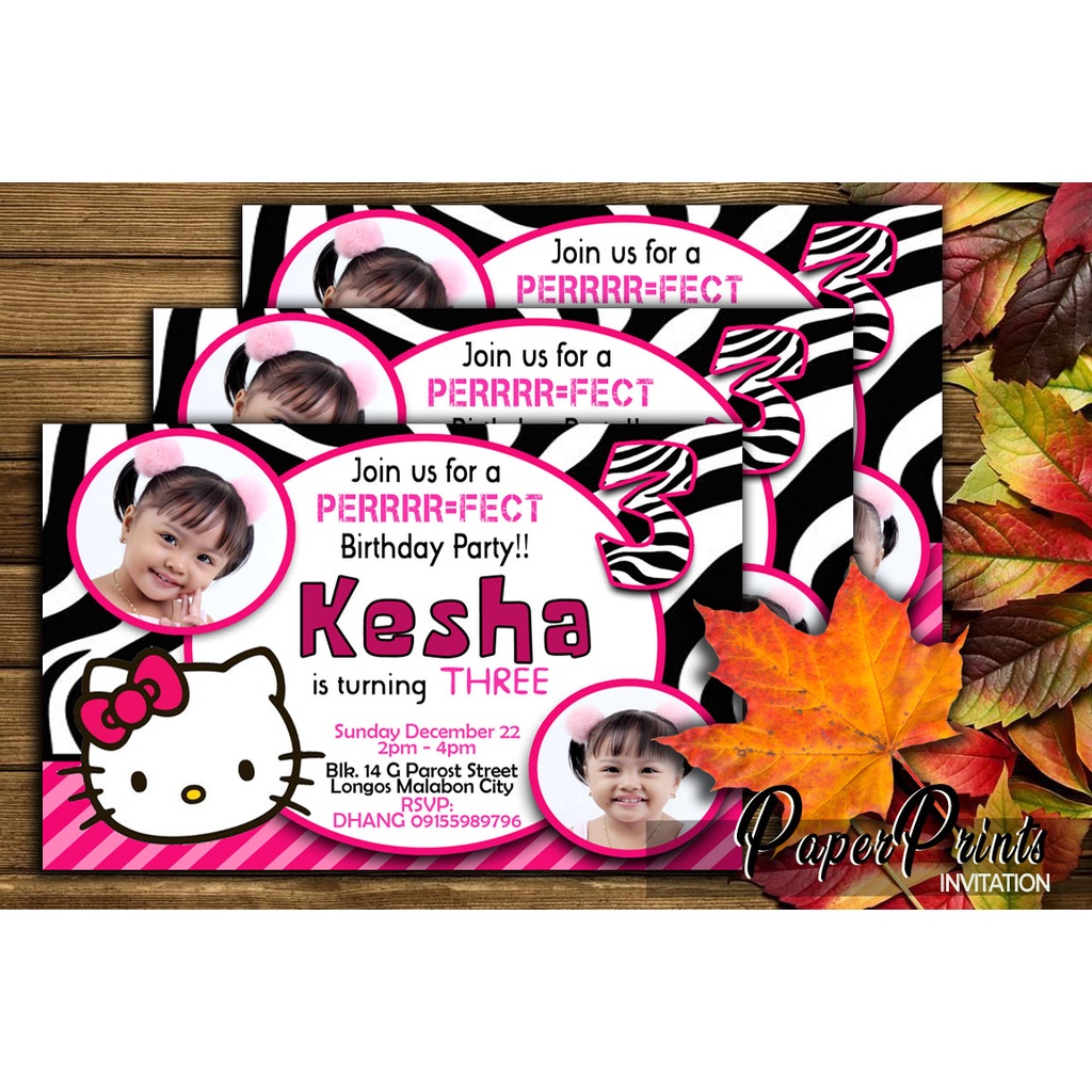CUSTOMIZED BIRTHDAY INVITATION HELLO KITTY DESIGN 4x6 Inches | Shopee ...