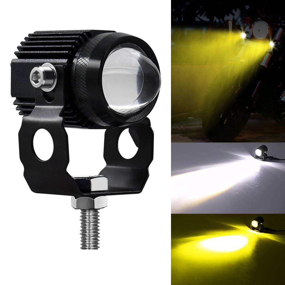 Universal Motorcycle LED Headlight Projector Lens Dual Color ATV ...