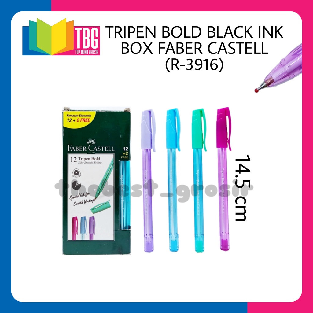 BALLPOINT TRIPEN BOLD BLACK INK BOX FABER CASTELL / BOLPEN / PENA (R ...