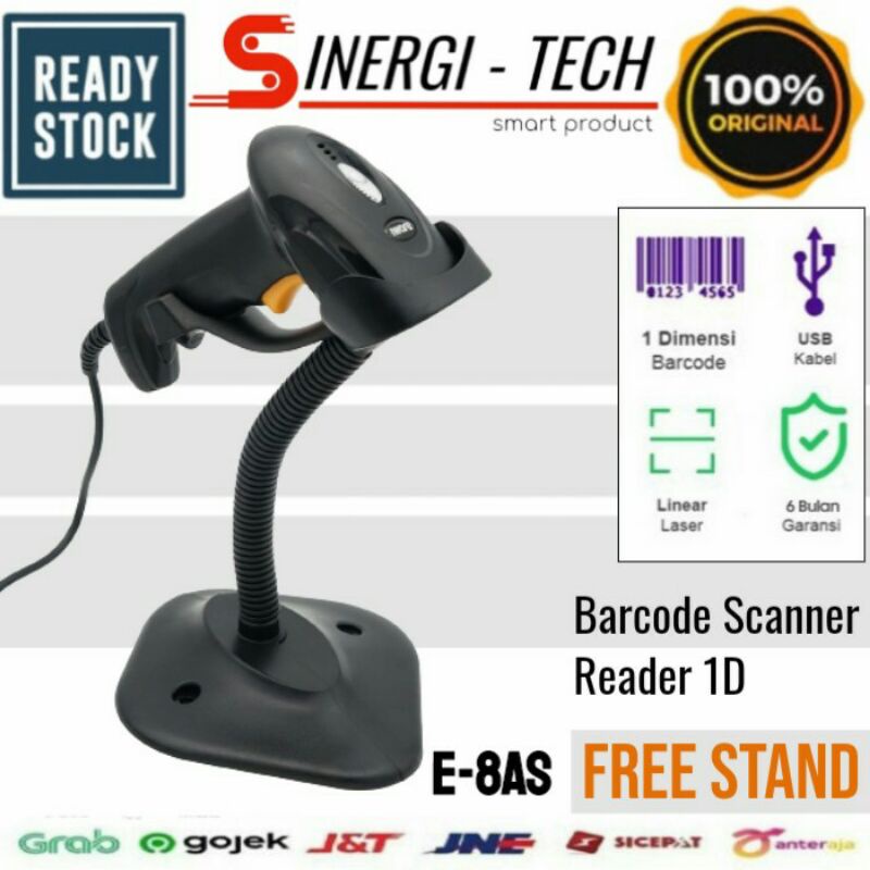 MESIN Barcode SCANNER 1D PLUS STAND IWARE E-8AS USB - CASHIER MACHINE ...