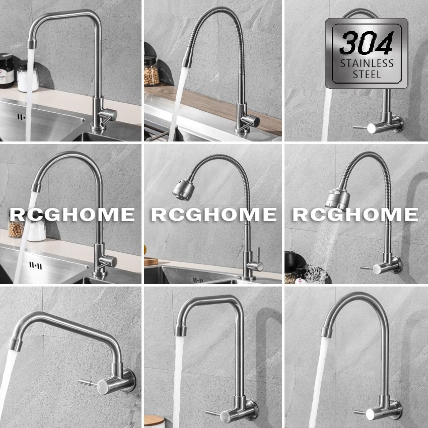 In Stock Metro Manila TAIWAN 304 Stainless Steel Kitchen Faucet Wall ...