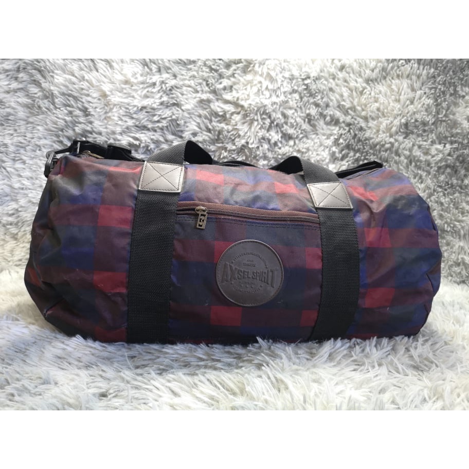 Axsel Spirit Blue & Red Checkered Duffle Bag | Shopee Philippines