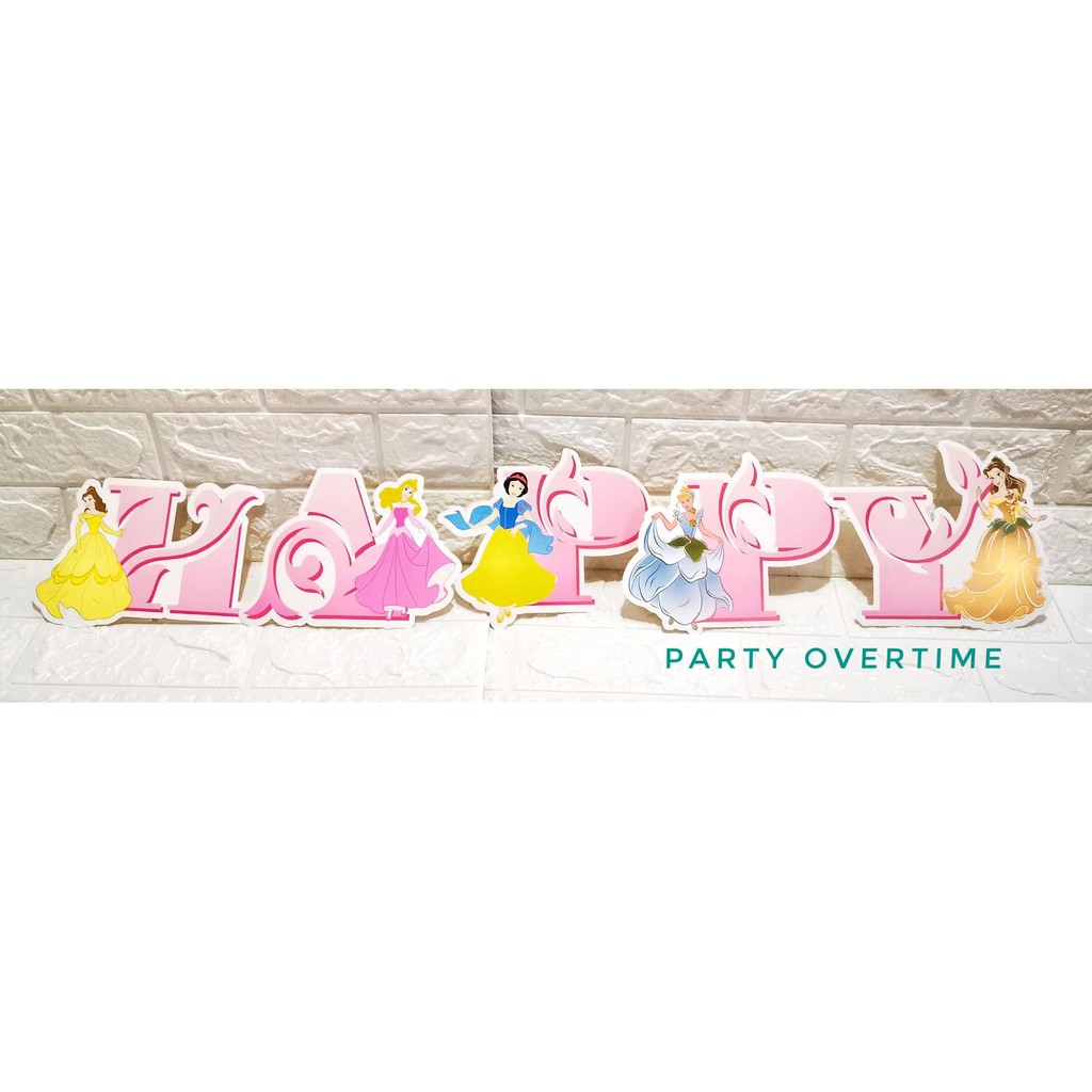 Disney Princesses Happy Birthday Banner Flag Banderitas Party Decor ...