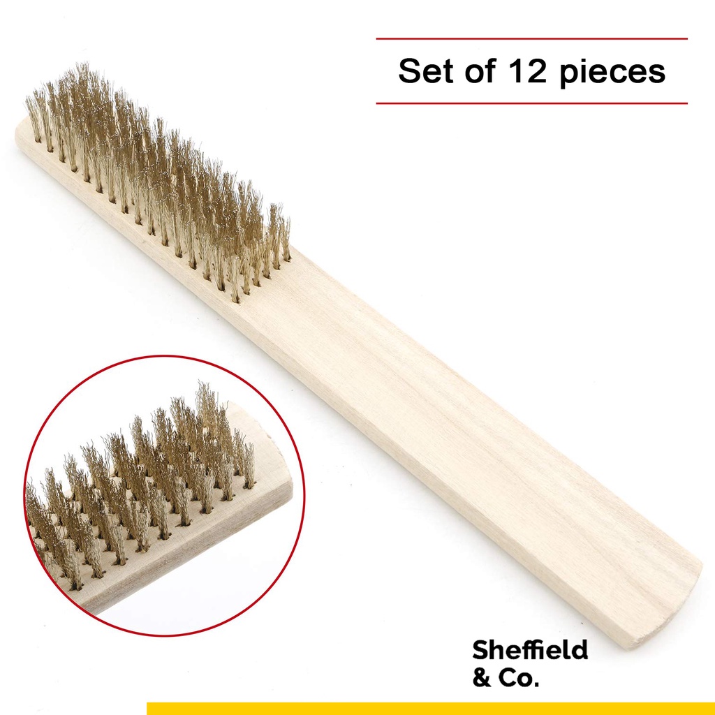Sheffield Brass Wire Brush, Wooden Handle (4 Rows / 5 Rows / 6 Rows ...