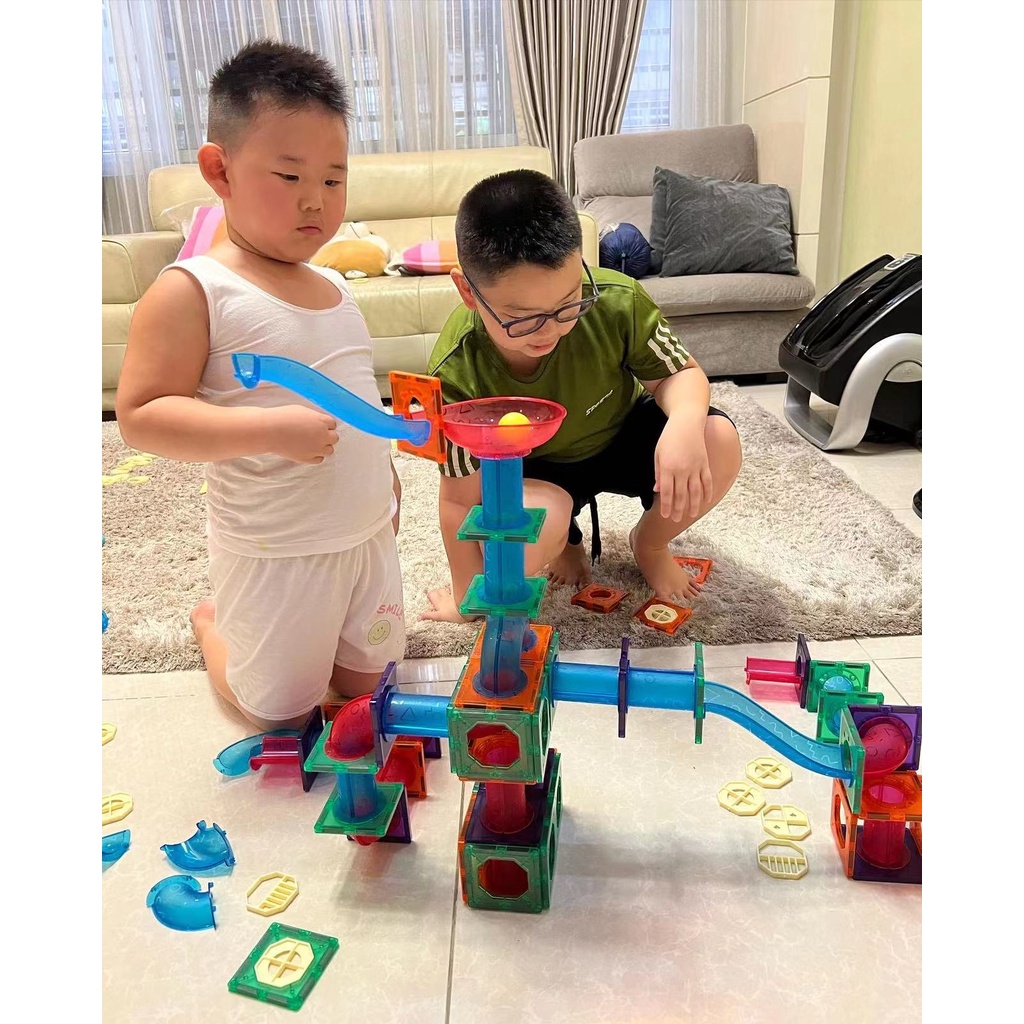 Magnetic Marble Run / Speedy Magnetic Tiles Race Track/educational ...