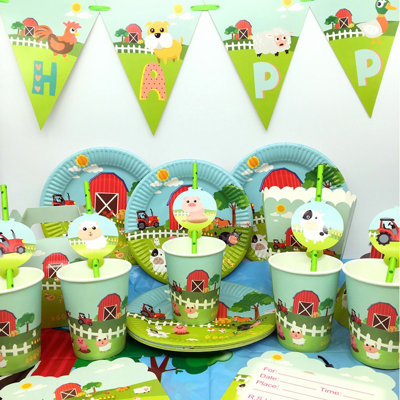 Farm Animal Theme Party Set Decorations For Kids Birthday Festive Event ...