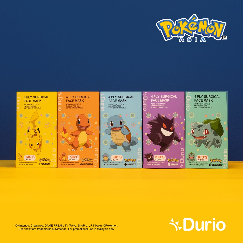Durio 546K Kids Pokémon 4 Ply Surgical Face Mask | Shopee Philippines