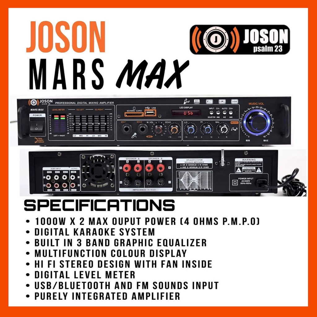 Original JOSON Mars MAX PROFESSIONAL AMPLIFIER 2022 MODEL | Shopee ...