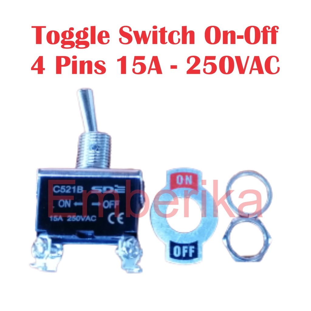 C521B - 4 Terminal Toggle Switch Single Throw On-Off 15A-250VAC ...