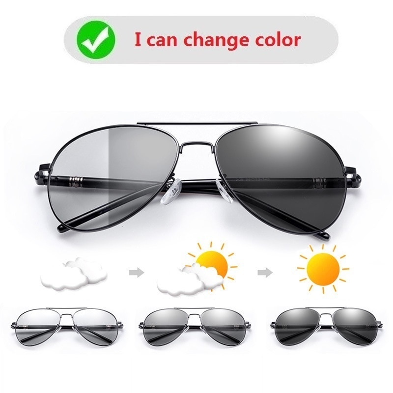 Photochromic Polarized Sunglasses Men Women Driving Pilot Chameleon ...