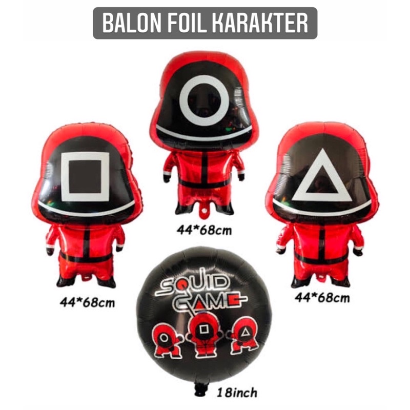 MERAH HITAM Foil Balloons squid game Balloons squidgame foil Balloons ...