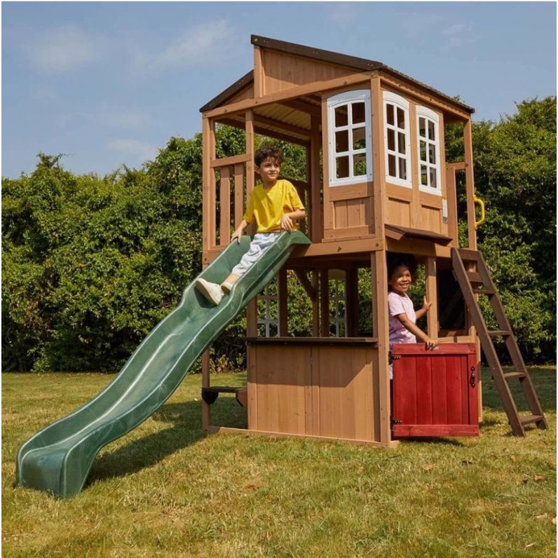 Cedar Summit Lofty Heights Playhouse with Slide Playground Playpen 2 ...