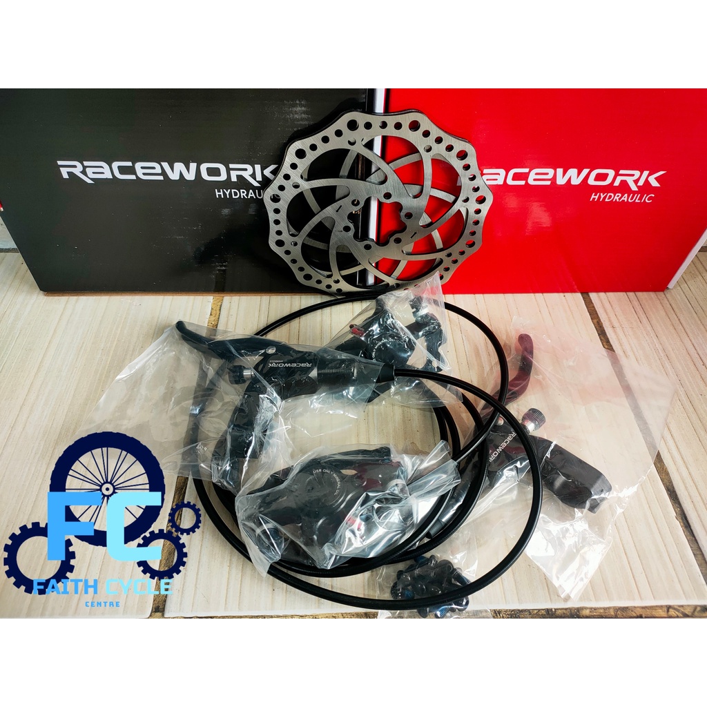 RACEWORK Hydraulic Disc Brake Set with rotors 160mm (Front and Rear ...