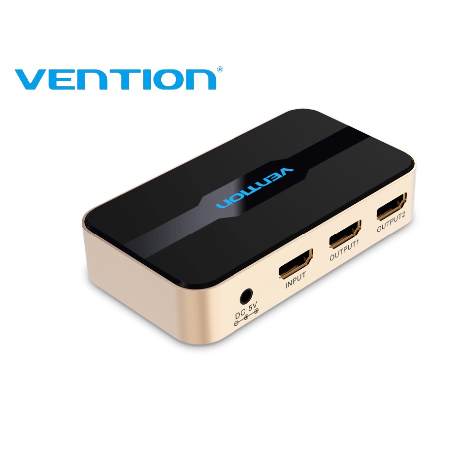 Vention 1 In 2 Out HDMI Splitter 4K@30Hz Gold Aluminum Alloy Type-ACB ...