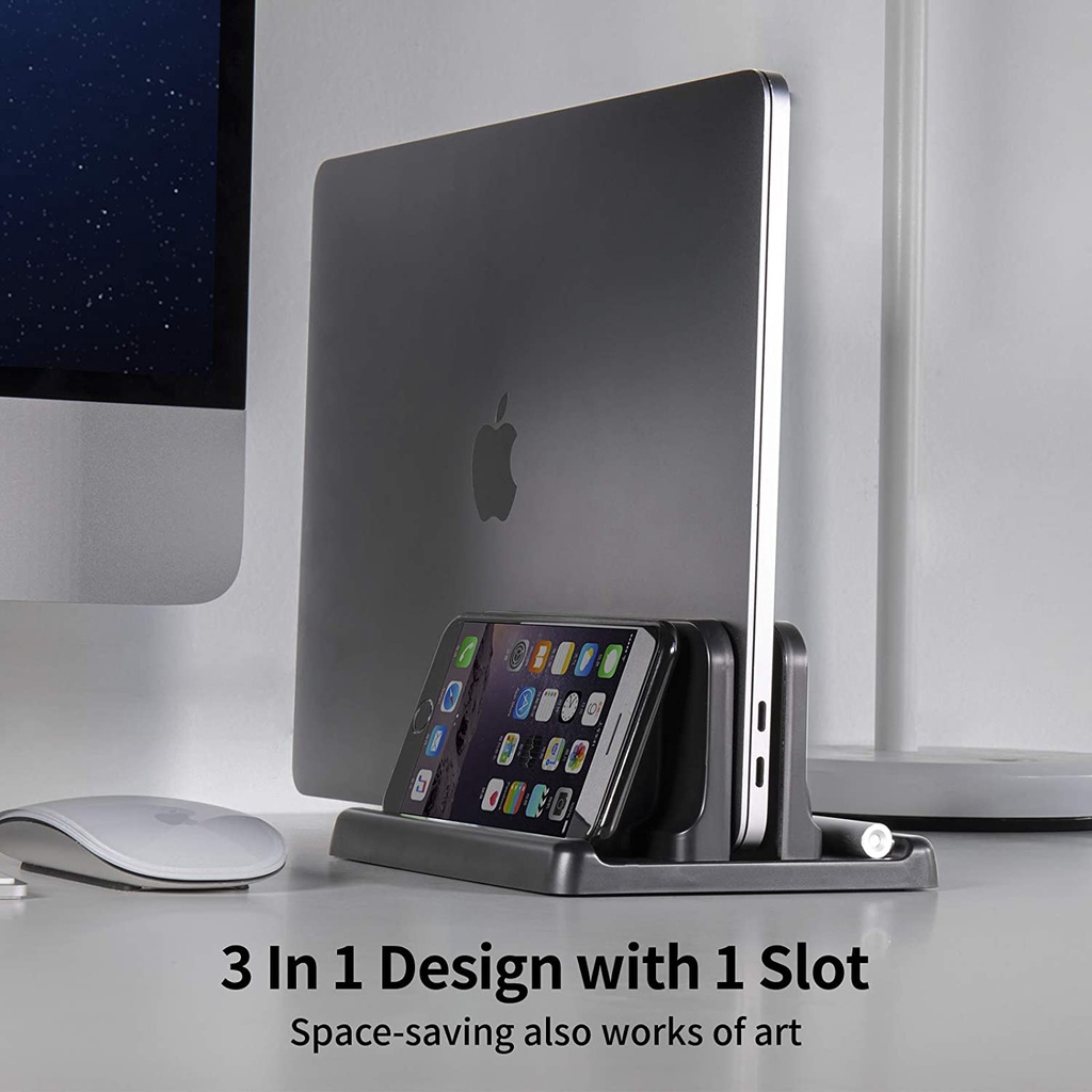 Dual-Slot Adjustable Vertical Laptop Stand Made of Premium ABS Plastic ...