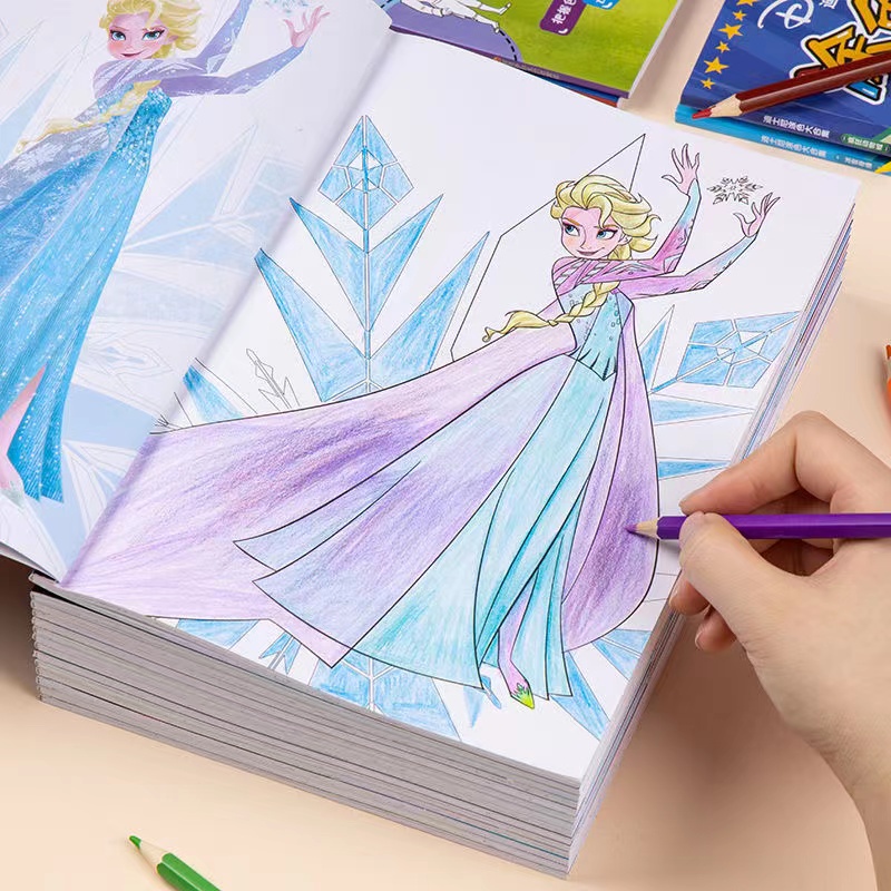 Congme 2-6 Yrs Kids Girls Boys Coloring Books Set With Pens Elsa Sophia ...
