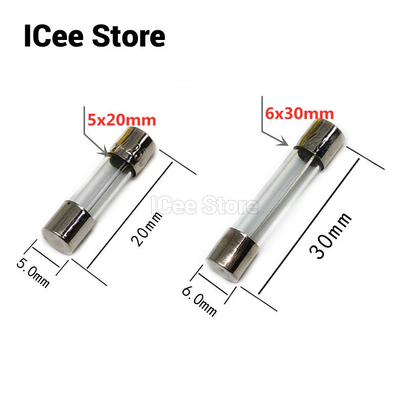 10Pcs Fast Quick Blow Glass Fuse Tube 5*20mm 6*30mm 250V 0.1A 0.2A 0.5A 1A 2A 3A 4A 5A 6A 8A 10A ...