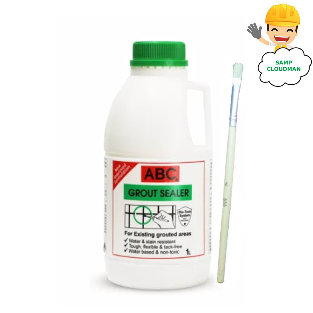 ABC Tile Grout Sealer 1 Liter Seal & Protect Tile Grouts Water and Stain Resistant with Brush ...