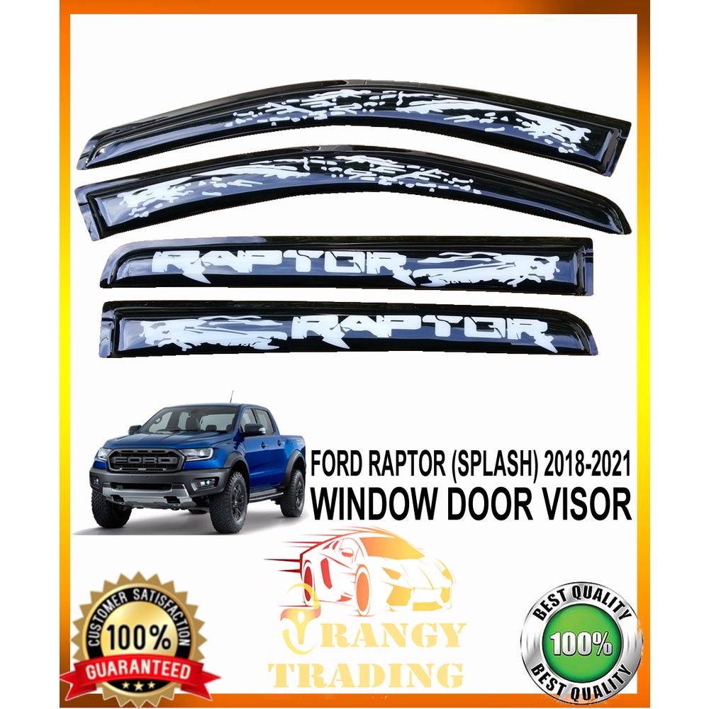 Ford Ranger Raptor 2018 to 2022 OEM (SPLASH) Window Door Rain Visor ...
