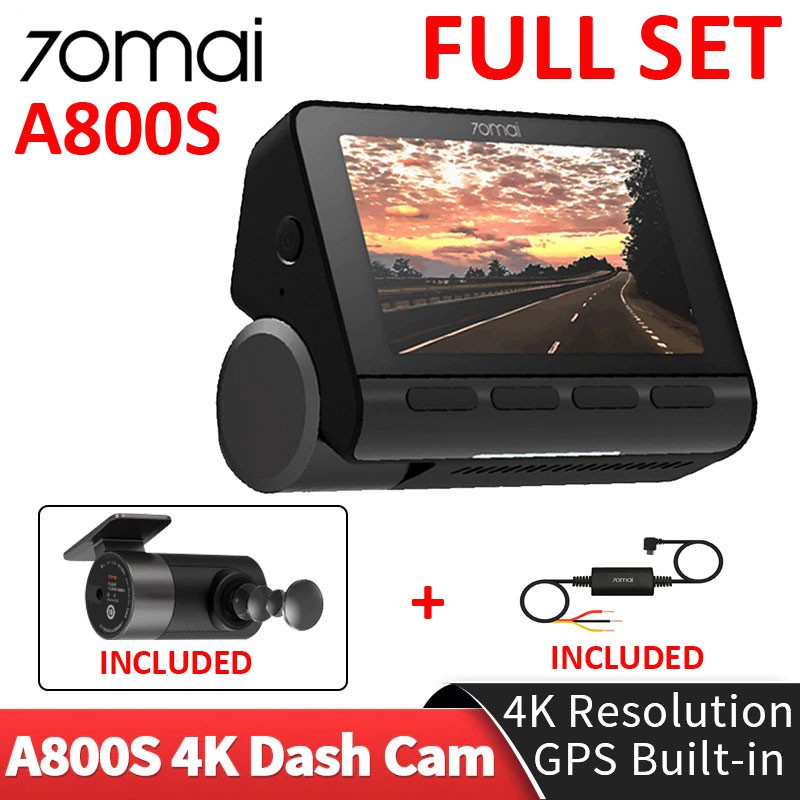 70mai A800S Full Set Front rear camera hardwire kit GPS 4K Smart Dash ...