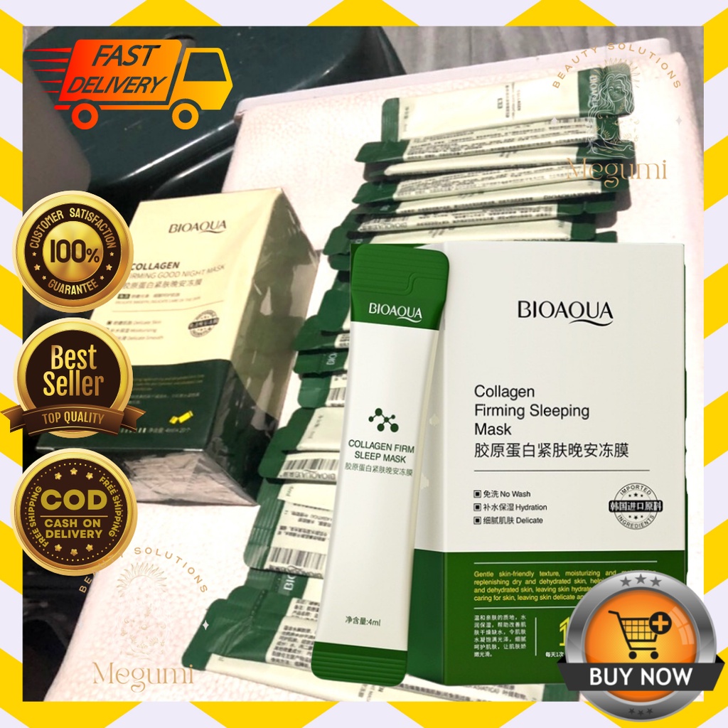 MEGUMI BEAUTY AUTHENTIC BIOAQUA 20PCS COLLAGEN FIRMIN GOOD NIGHT MASK ...