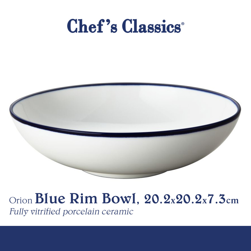 Chef's Classics Orion Ceramic Blue Rim Bowl, 20.2x20.2x7.3cm | Shopee ...