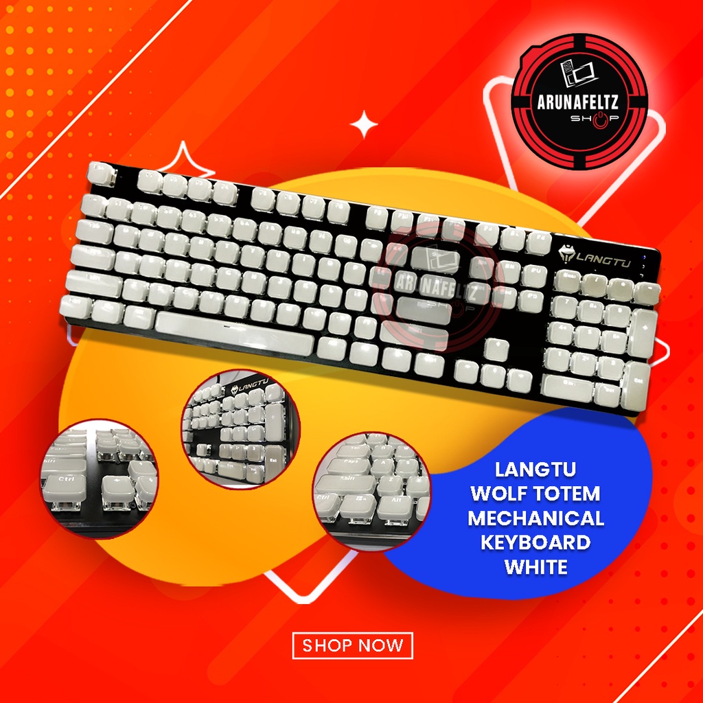 White Keyboard Wolf Totem G-100 White Keys and Black Panel Mechanical ...