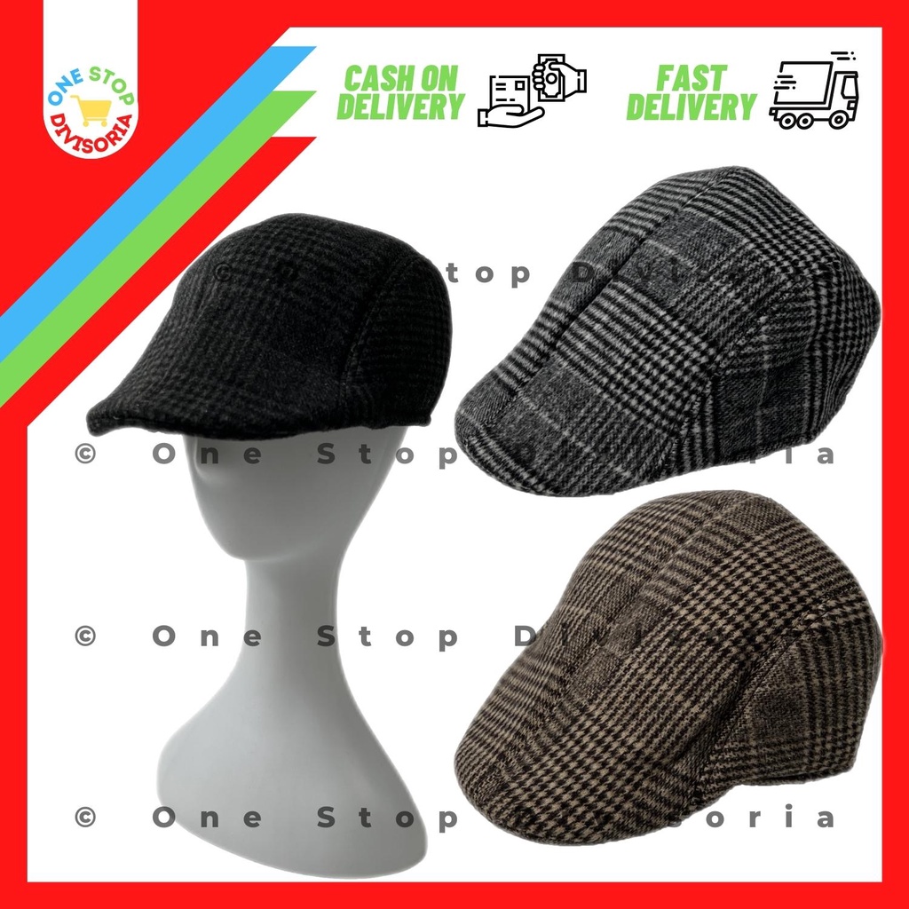 [Adults] Wool | Striped / Checkered | Newsboy Baker Boy Golf Flat Palos ...