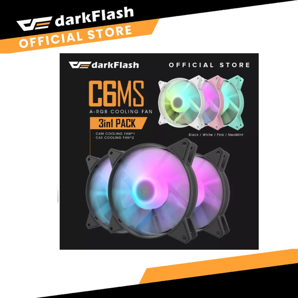 darkFlash C6MS 3in1 Pack Combo Aurora spectrum ARGB 5V3PIN fans (black ...