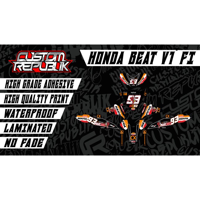Honda Beat V1 FI Decals Set (Repsol) | Shopee Philippines