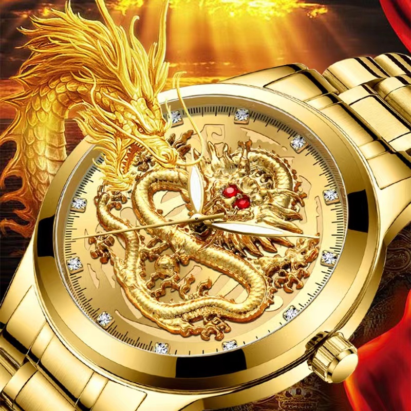 [Gift][With Box]ORUSS Original Dragon Men Watch Luxury Stainless ...