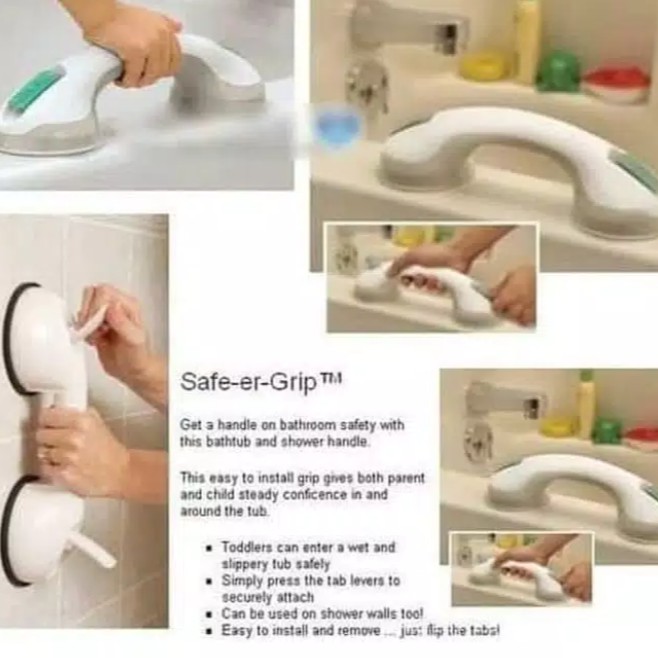 Portable Hand Grip Helping Handle Smooth Stick on Bathtub WC Bathing ...