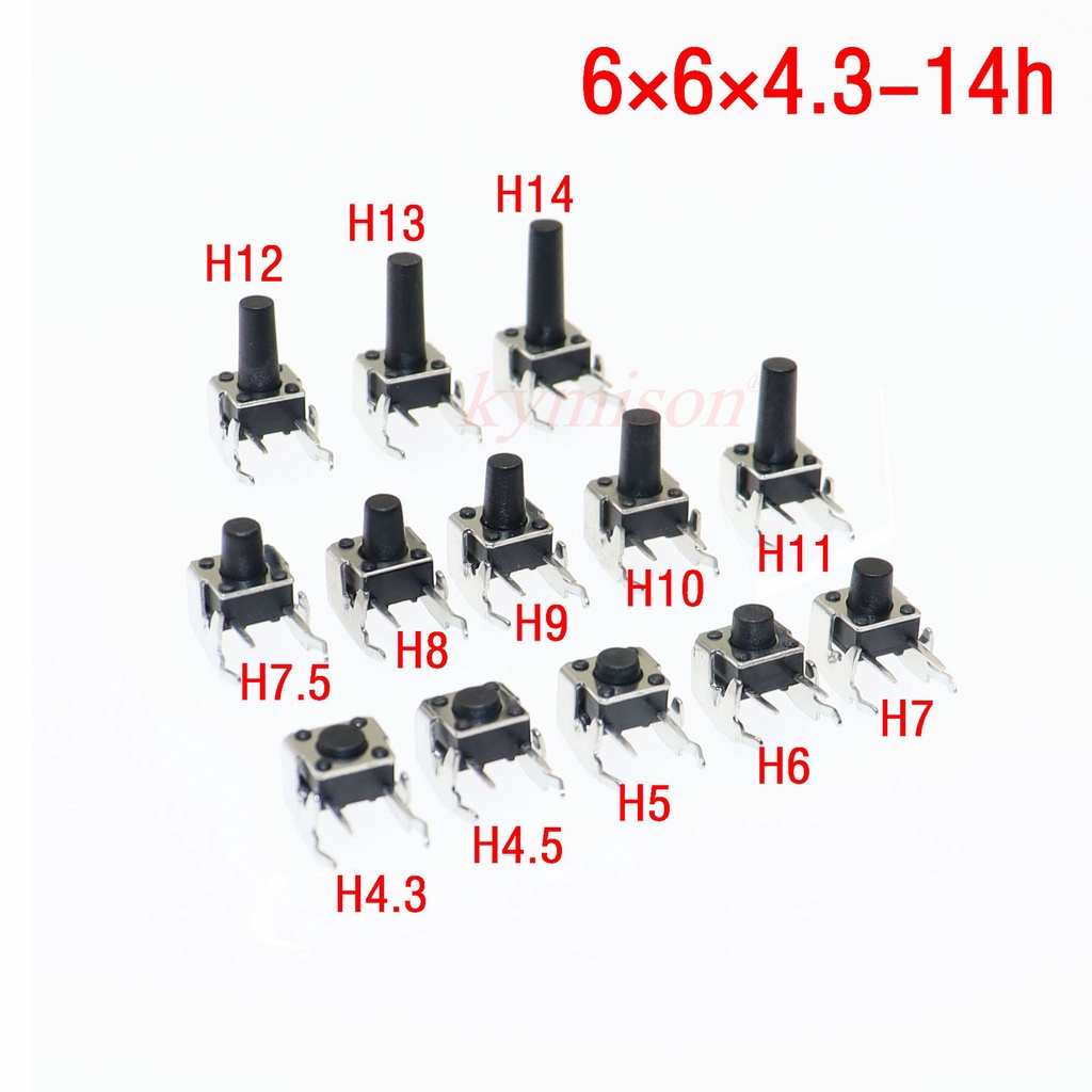 100pcs 6x6x5mm Panel PCB Momentary Tactile Tact Mini Switch 6*6*4.3/5/6 ...