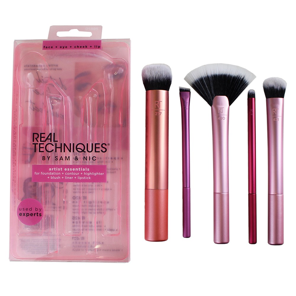 REAL TECHNIQUES 5 in 1 Artist Essentials Fan Highlighter Smudge Lip ...