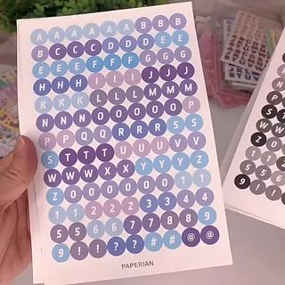 Color Alphanumeric Labels Circular Sticker 1Sheet Diary Scrapbooking ...