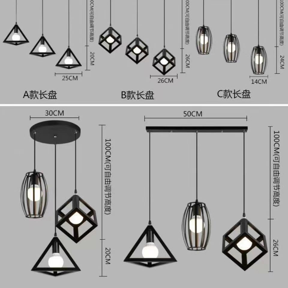 (Three free light bulbs) indoor vintage steel Pandent Lights Chandelier ...