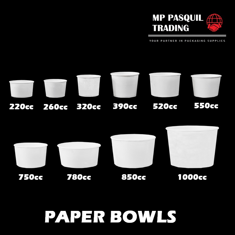 50pcs PAPER BOWLS W/ LID 260cc/320cc/390cc/520cc/550cc/750cc/780cc ...