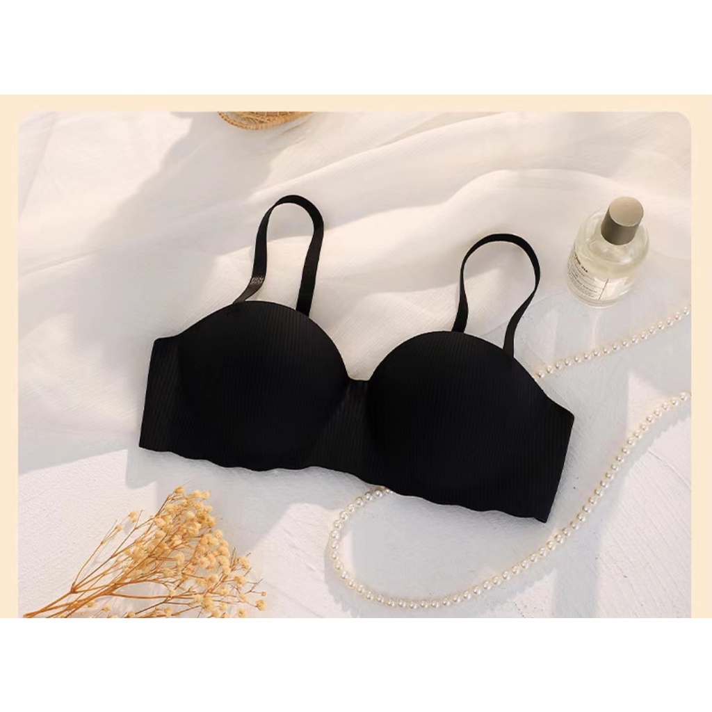 FASHION Summer light and small chest gathered comfort simple bra push ...