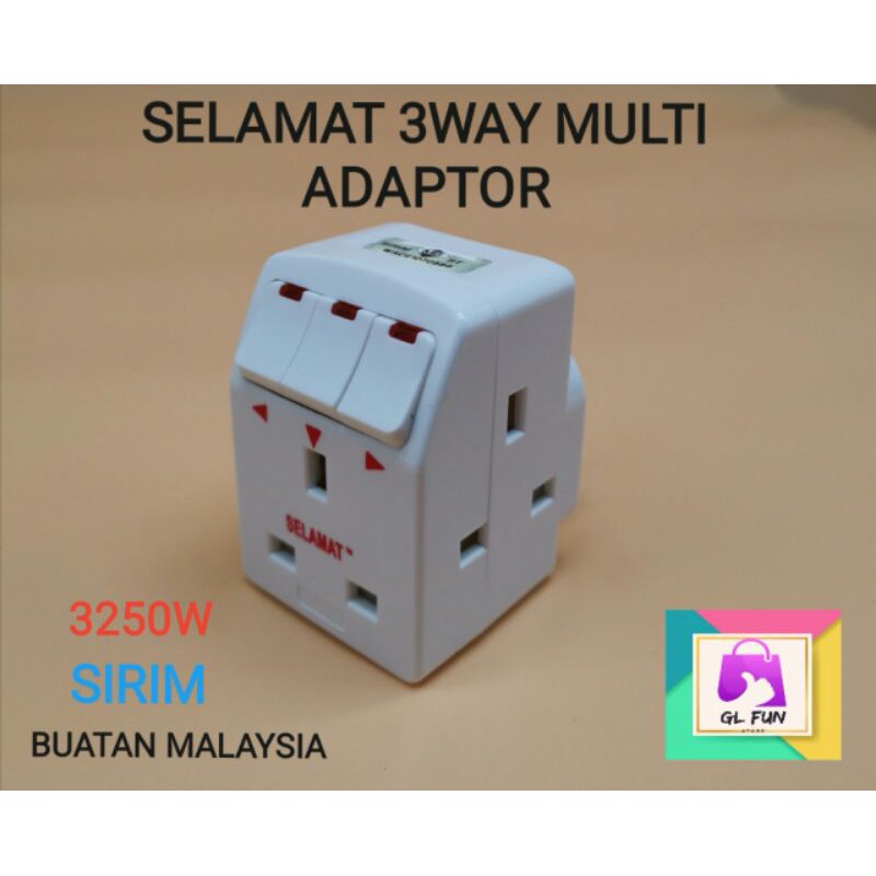 SELAMAT 3WAY ADAPTOR WITH LED NEON SWITCH (SIRIM) | Shopee Philippines