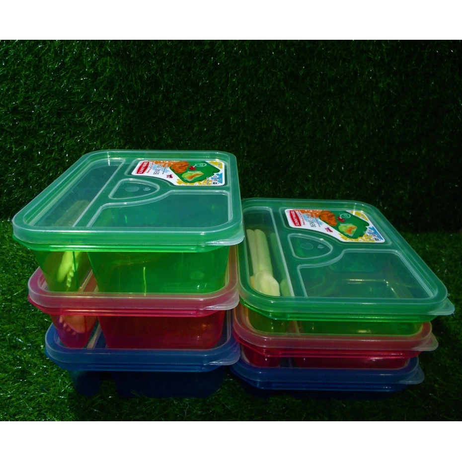 #518 Big/Small Sunnyware Bento Lunch Box (Sauce Pocket/Spoon & Fork ...