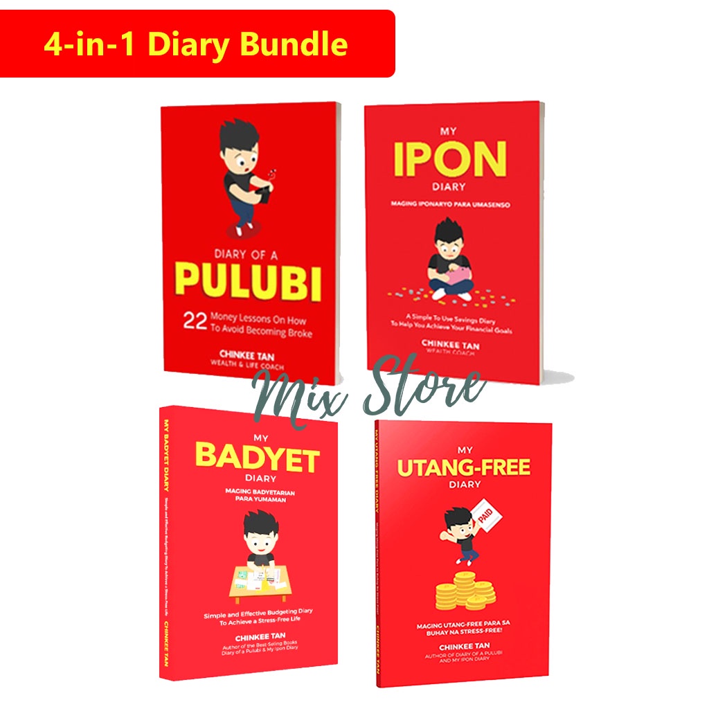 4in1 Diary Bundle book Ipon Pulubi Badyet Utang Free Diary by Chinkee tan financial books #B1 ...