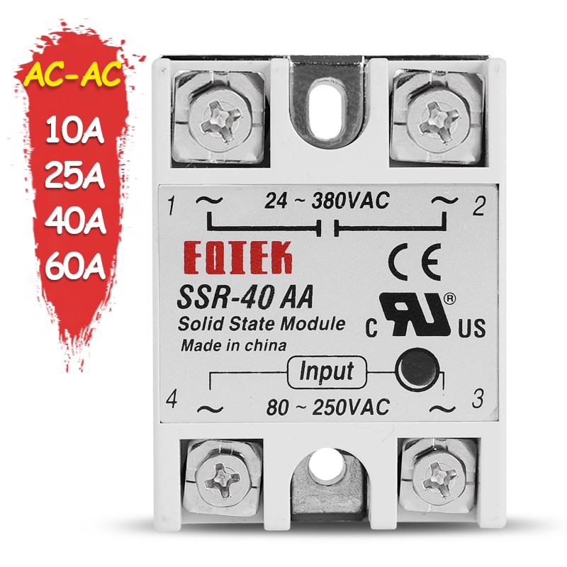 10A 25A 40A 60A AC-AC Single Phase Solid State Relay AC SSR SSR-10AA SSR-25AA SSR-40AA SSR-60AA ...