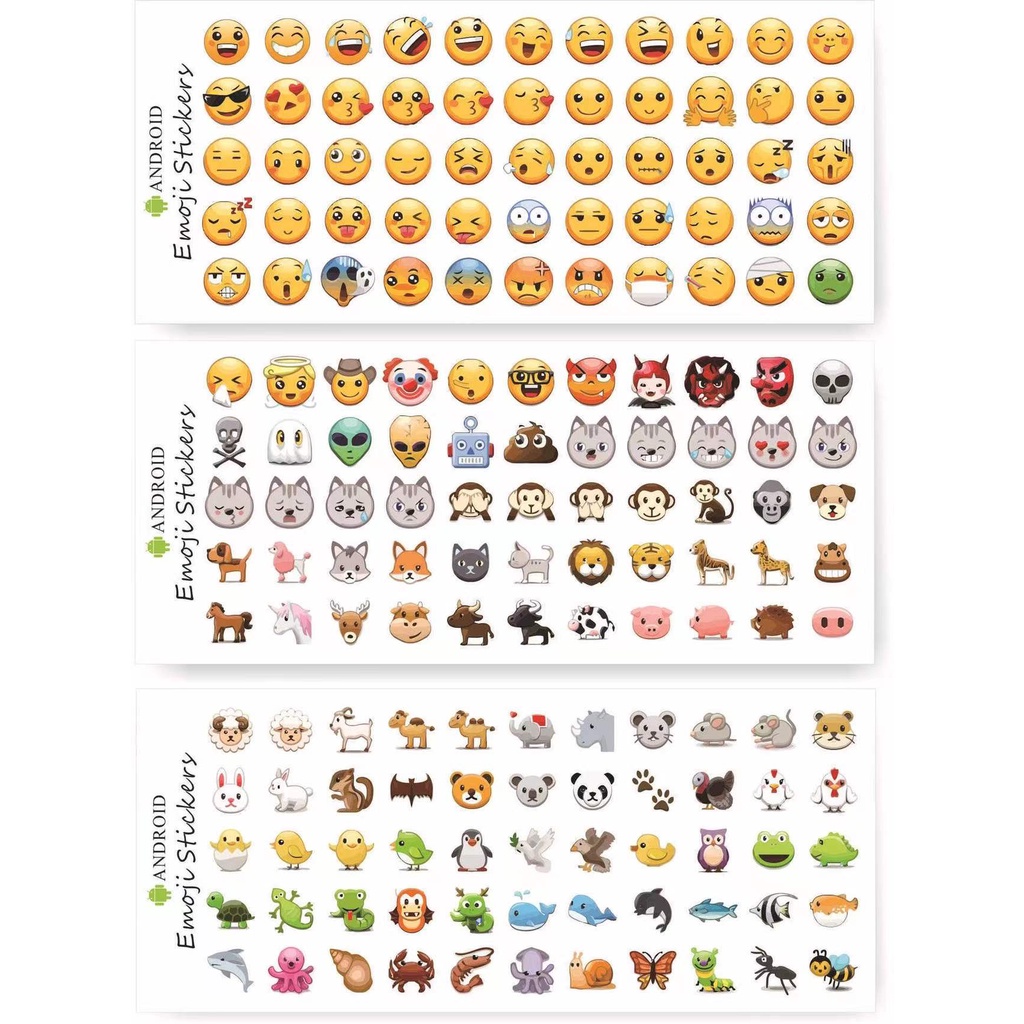 12sheets/pack of Apple and Android mobile Emoticons mini stickers ...