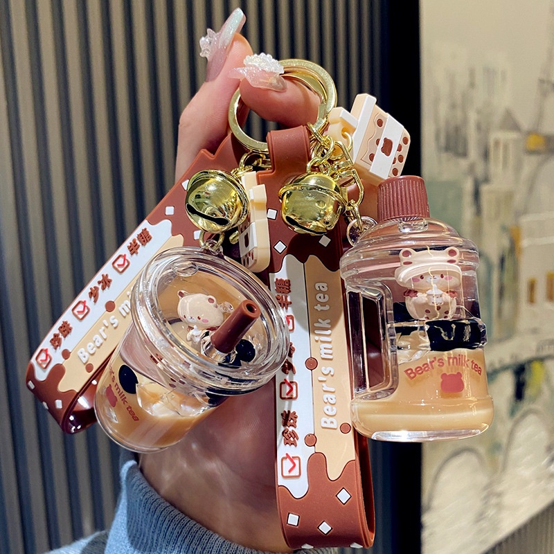Souvenirs//Keychains/Cartoon milk tea floating key chain key chain ...